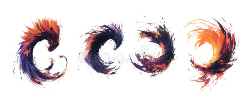 Pack of Abstract Fire Swirl Designs HighResolution Images Set Against ...