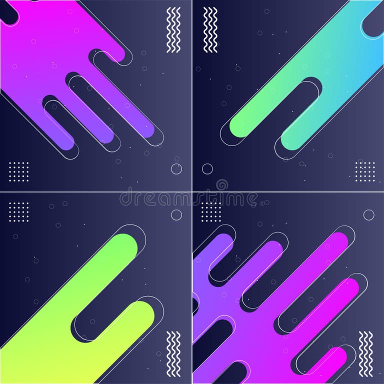 Pack of 4 Abstract Geometric Gradient Backgrounds with Minimalistic Fluid Shapes Stock Vector ...