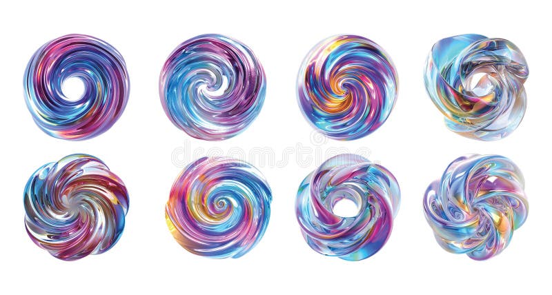 Pack of Abstract Holo Round Shape Neon on Transparent Background Stock ...