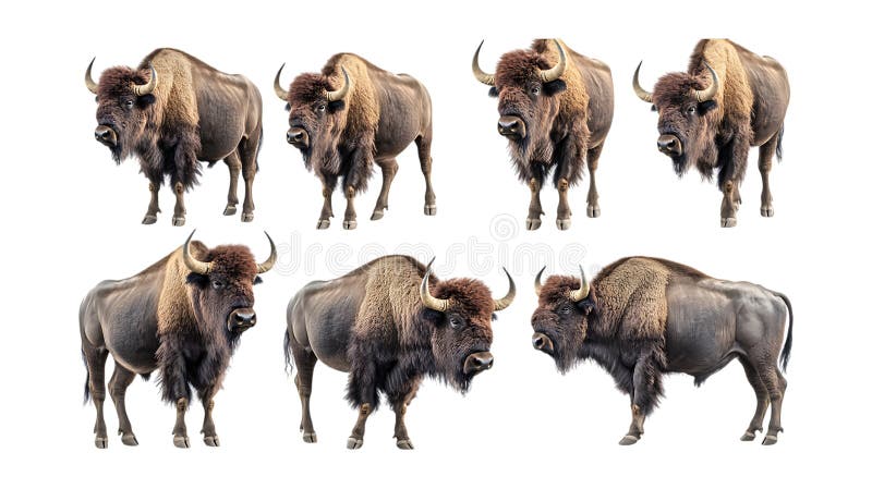 Pack of American Bison on Transparent Background Stock Illustration ...
