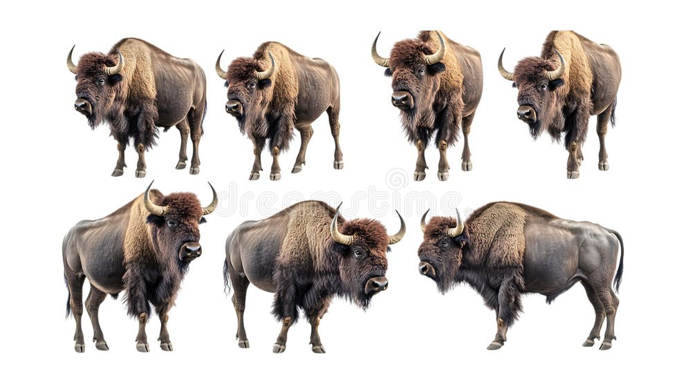 Pack of American Bison on Transparent Background Stock Illustration ...