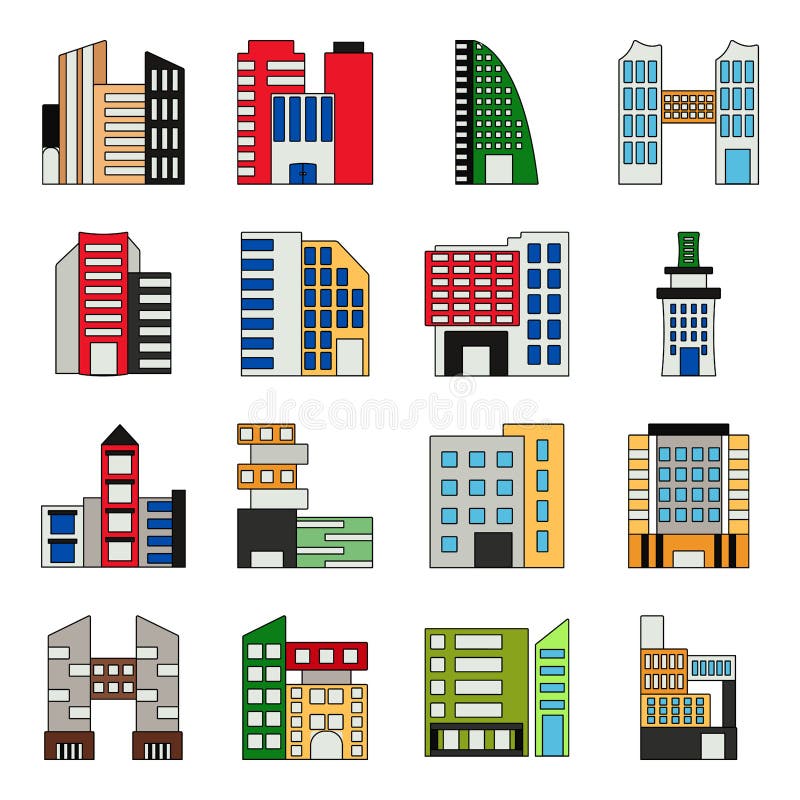 Pack of Architecture and Establishment Flat Icons Stock Illustration ...