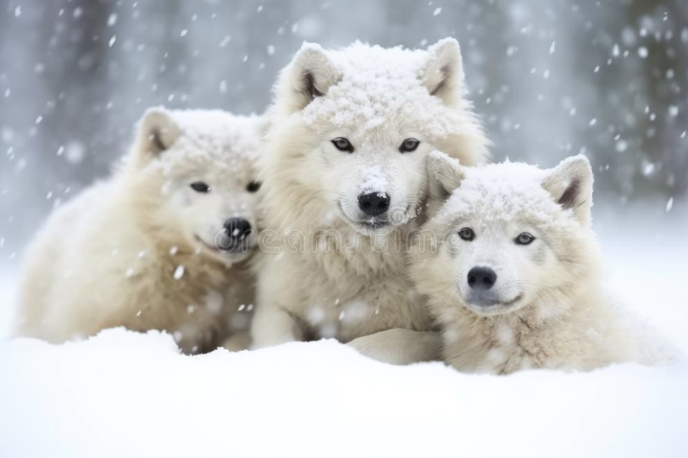 Pack of Arctic Wolves in a Snowstorm Stock Image - Image of weather ...