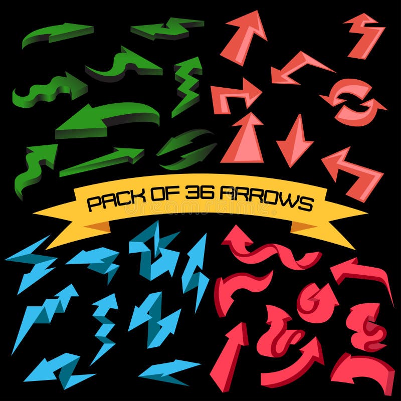 Pack of 36 Arrows stock vector. Illustration of arrow - 62971121
