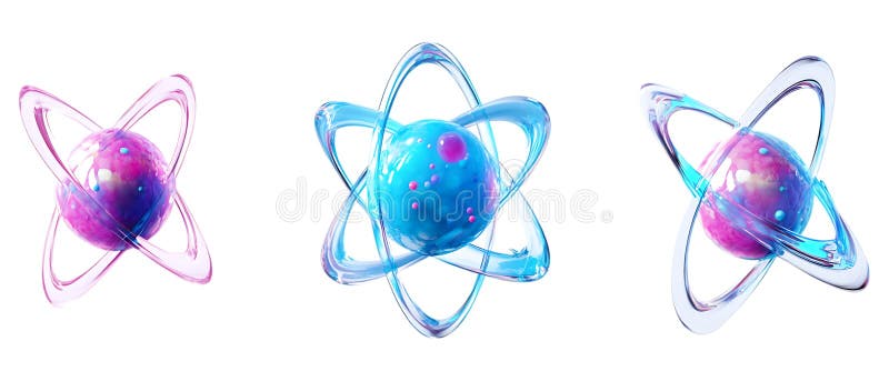 Pack of Atom Icons Set on Transparent Background for Science Branding ...