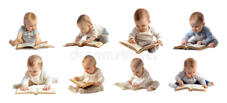 Pack of Baby Reading Book on Transparent Background Stock Illustration ...