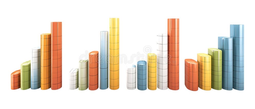 Pack of Bar Graphs Against Transparent Background for Data Branding ...