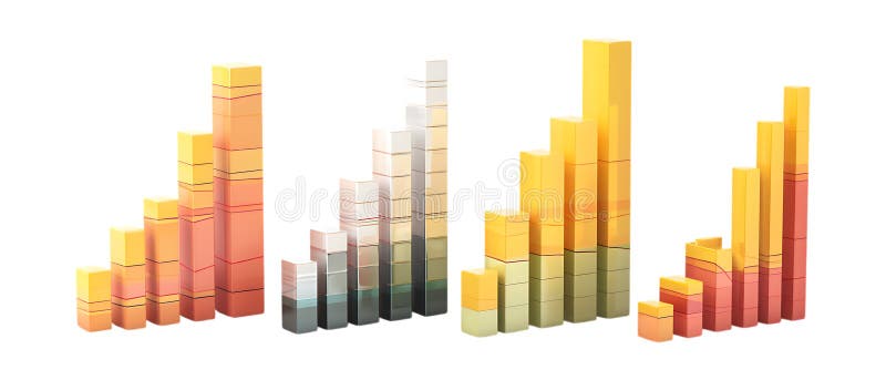 Pack of Bar Graphs Against Transparent Background for Data Branding ...