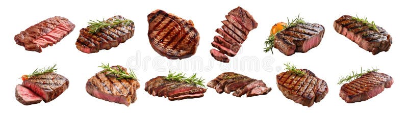 Pack of Beef Raw Meat Grilled Meat on Transparent Background Stock ...