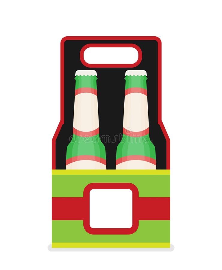 Pack of Beer Bottles Flat Style Icon. Vector Illustration Stock Vector ...