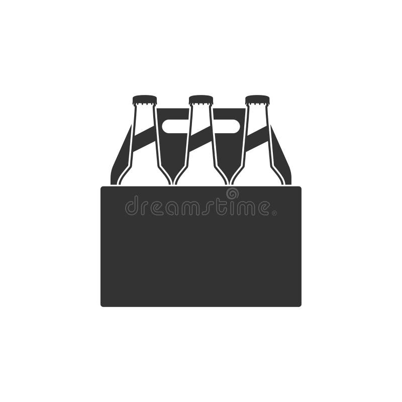 Pack of Beer Bottles Icon Isolated. Case Crate Beer Box Sign Stock ...