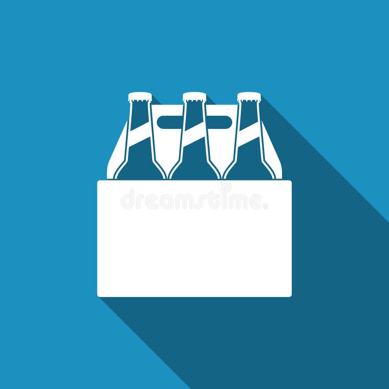 Pack of Beer Bottles Icon Isolated with Long Shadow. Case Crate Beer ...