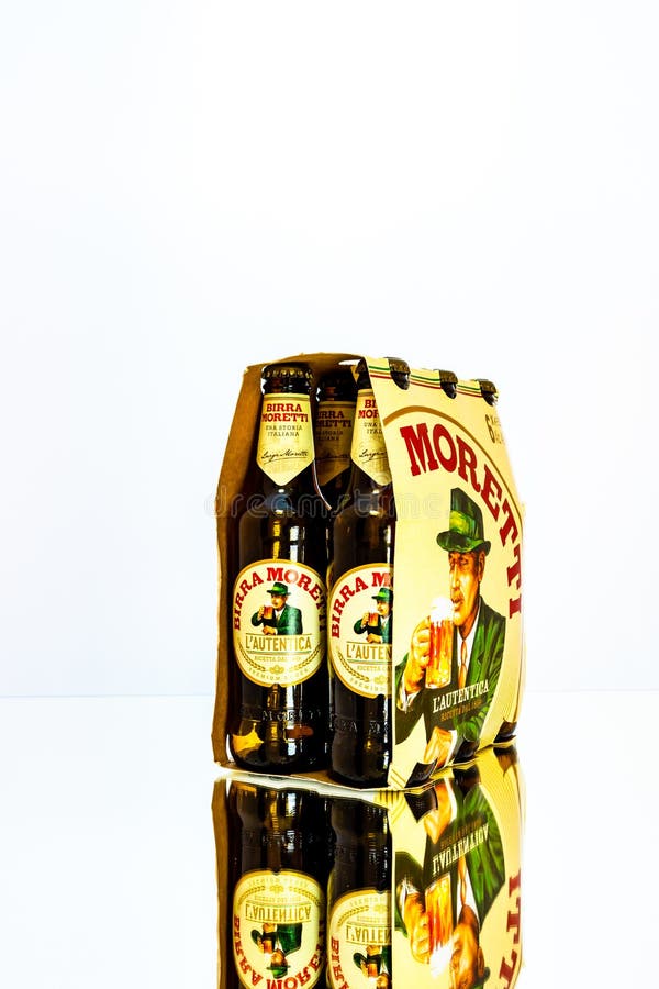 6 Pack of Birra Moretti Beer. Illustrative Editorial Photo Bucharest ...