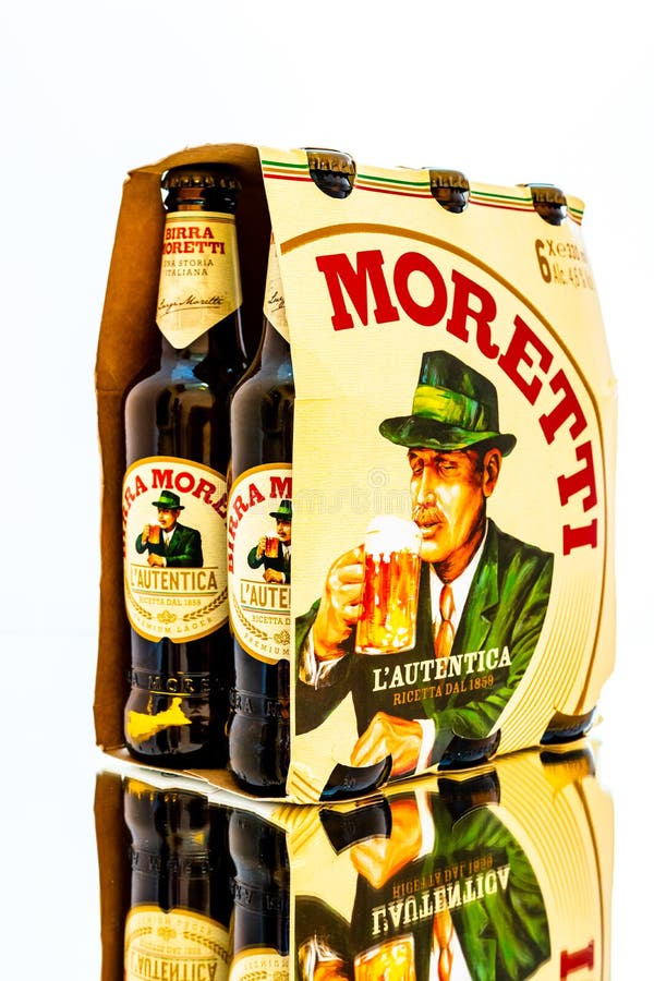 6 Pack of Birra Moretti Beer. Illustrative Editorial Photo Bucharest ...