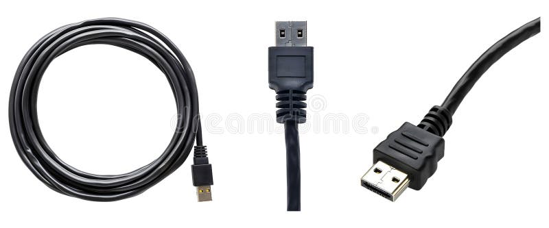 Pack of Black Data Cable on Transparent Background Stock Illustration ...