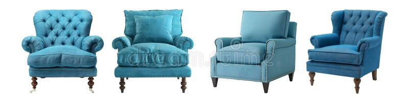 Pack of Blue Soft Chair on Transparent Background Stock Illustration ...