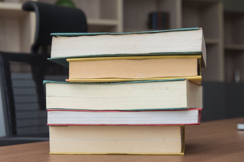 Pack of Book Stack on Table in Working Room at Office, Vintage S Stock ...