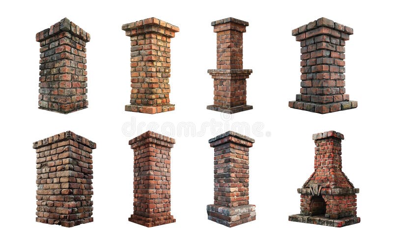 Pack of Brick Chimney on Transparent Background Stock Illustration ...