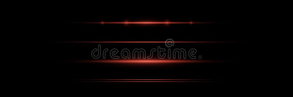 Pack of Bright Horizontal Highlights, Rays, Lines on a Black Background ...