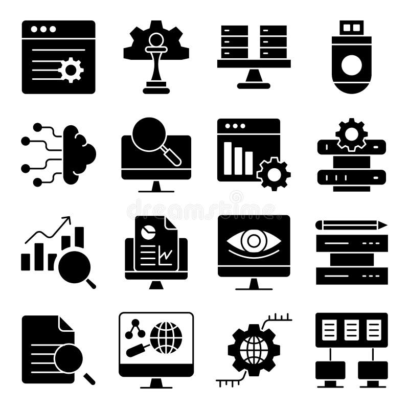 Pack of Business Data Solid Icons Stock Vector - Illustration of ...