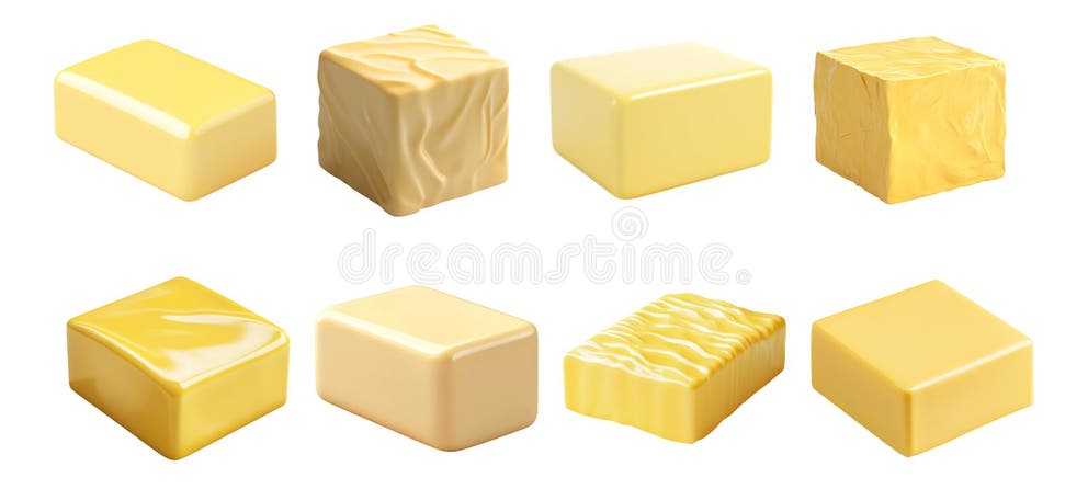 Pack Butter Cubes Set Against a Transparent Background Stock ...