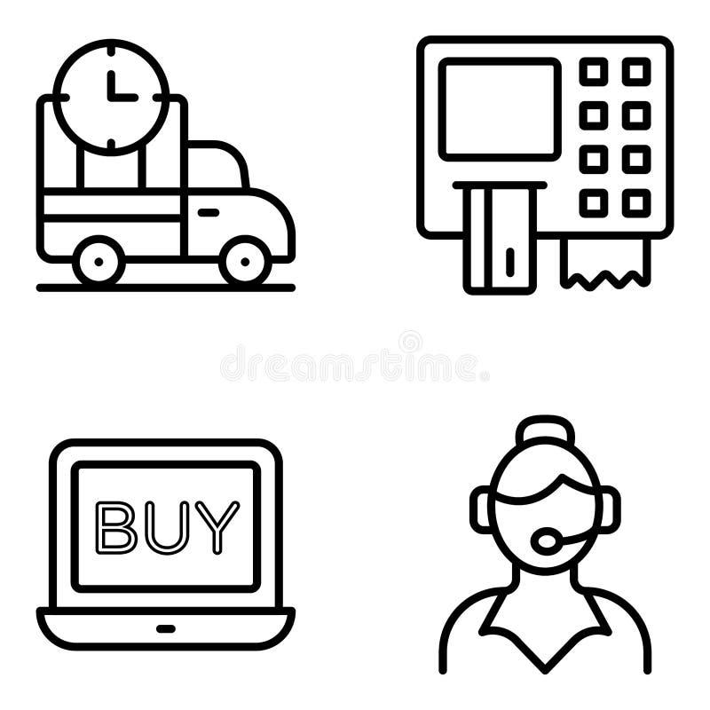 Pack of Buying and Purchasing Linear Icons Stock Vector - Illustration ...