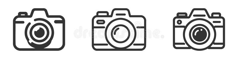 Pack of Camera Icons and Camera on White Background. Icon Set ...