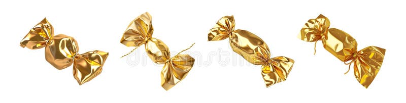 Pack of Candy Wrapped in Golden Sheet on Transparent Background Stock ...