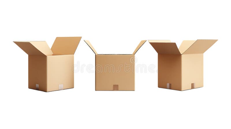 Pack of Cardboard Box Set Against Transparent Background for Packaging ...