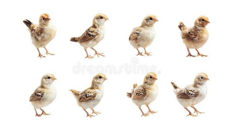 Pack Chirpy Chick Set in Different Poses Against Transparent Background ...