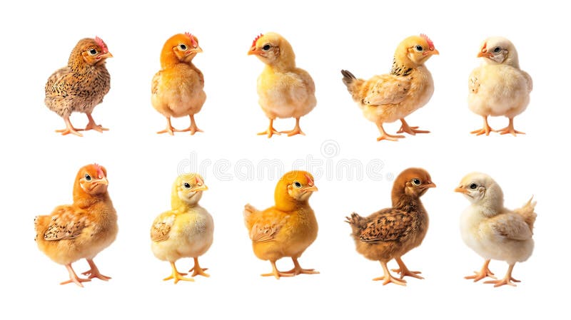 Pack Chirpy Chick Set in Different Poses Against Transparent Background ...
