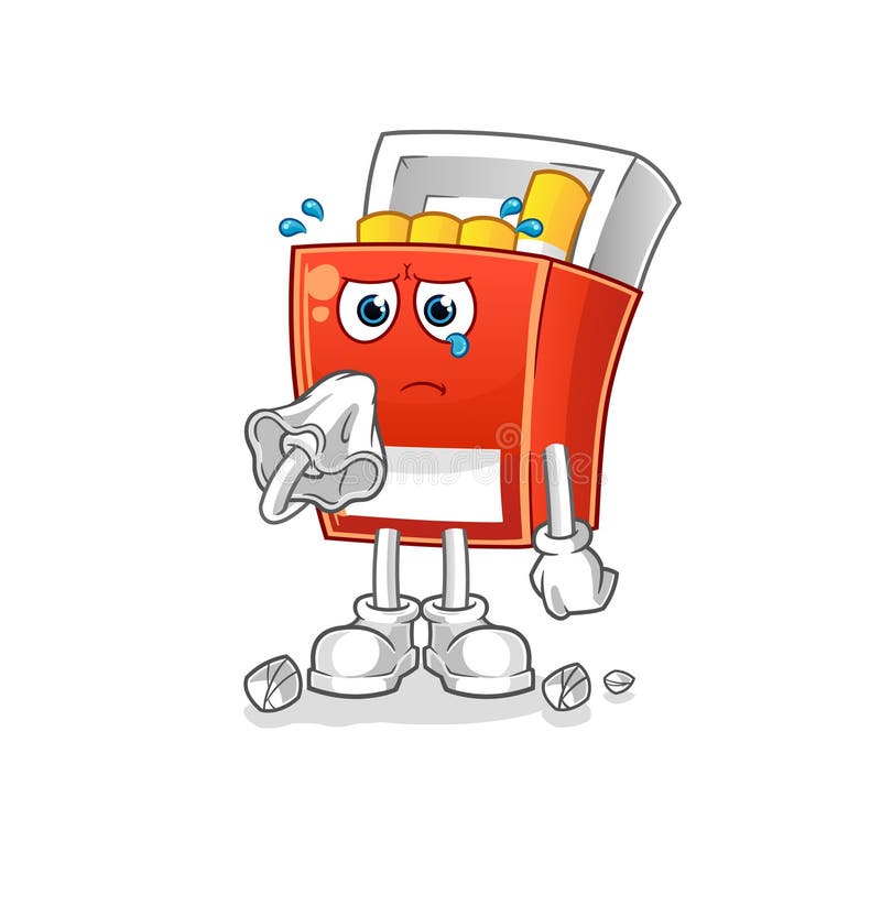 Pack of Cigarette Cry with a Tissue. Cartoon Mascot Vector Stock Vector ...