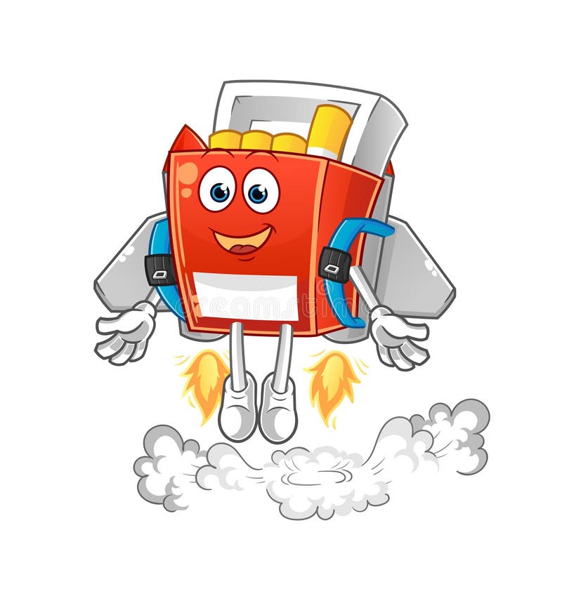 Pack of Cigarette with Jetpack Mascot. Cartoon Vector Stock Vector ...