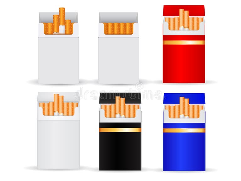 Pack of Cigarettes. Set of Colored Boxes Stock Vector - Illustration of ...