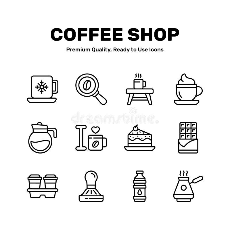 Pack of Coffee Shop Icons in Modern Design Style Stock Vector ...