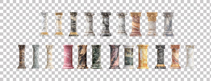 Pack of Collection of Classic Marble Columns Architectural Design ...