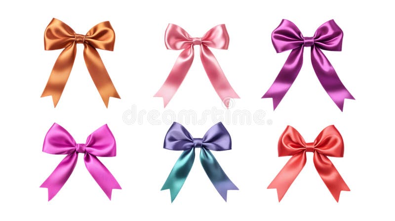 Pack of Colorful Bow on Transparent Background Stock Illustration ...