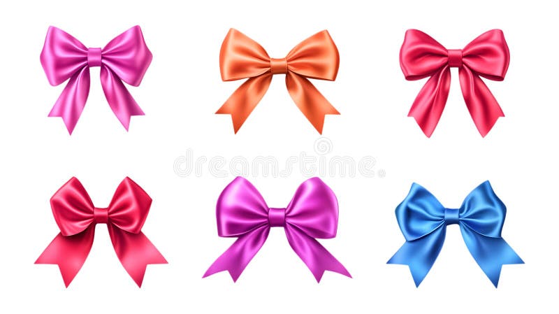 Pack of Colorful Bow on Transparent Background Stock Illustration ...