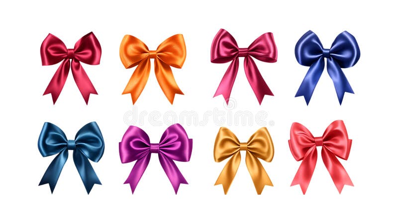 Pack of Colorful Bow on Transparent Background Stock Illustration ...