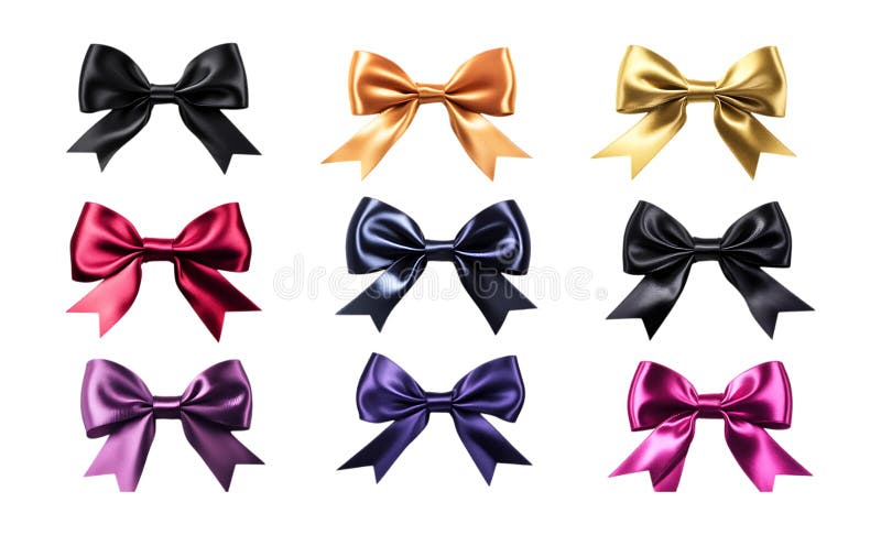 Pack of Colorful Bow on Transparent Background Stock Illustration ...