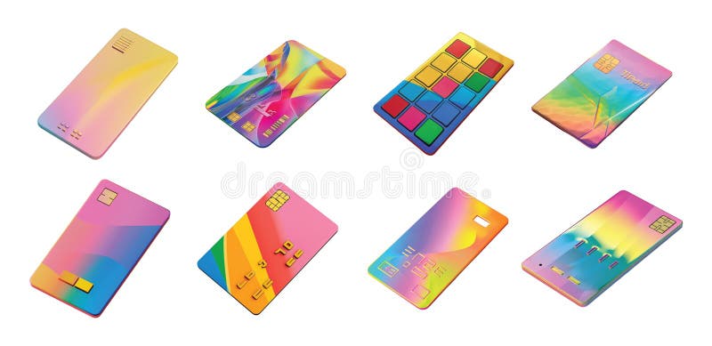Pack of Colorful Debit Card on Transparent Background Stock ...