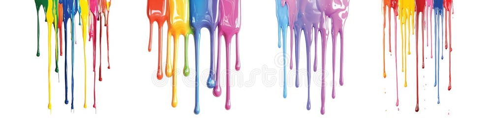 Pack of Colorful Paint Splash Dripping on Transparent Background Stock ...