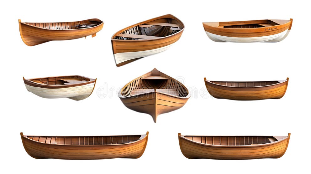 Pack of Colorful Rowboat on Transparent Background Stock Illustration ...