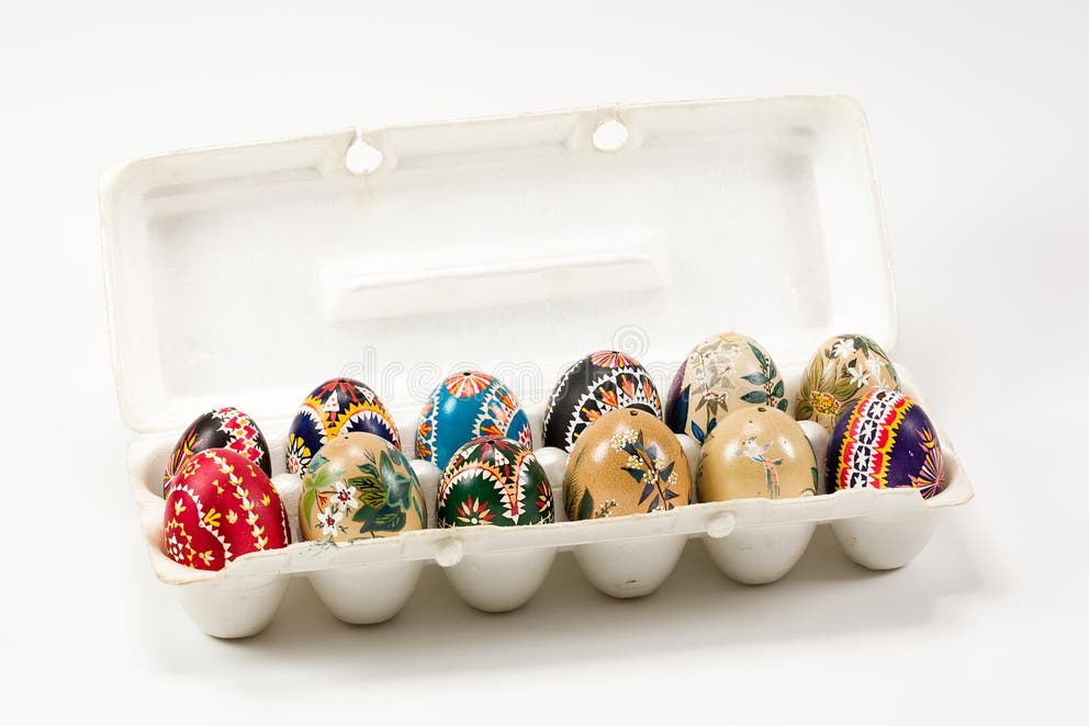 A Pack of Colourful Traditionally Painted Sorbian Easter Egg Stock ...
