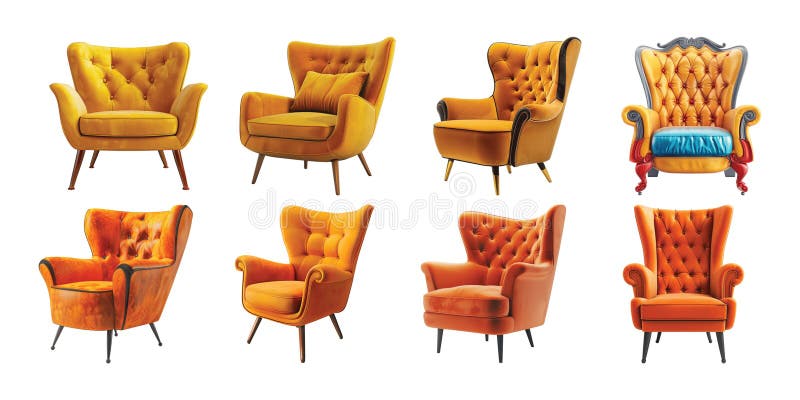 Pack of Comfort Chair for Sitting on Transparent Background Stock ...