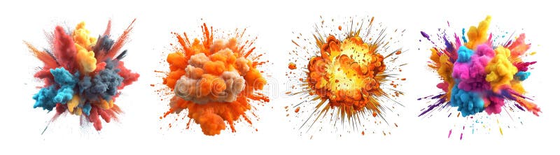 Pack Comic Explosion Set Against White Background for Graphic Design ...