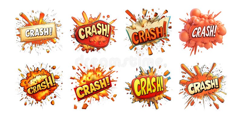 Pack Comic Explosion with the Text CRASH Isolated Against a Transparent ...
