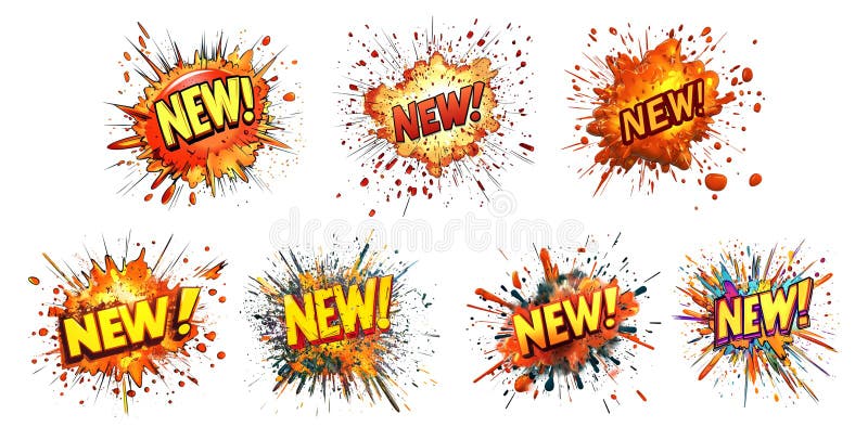 Pack Comic Explosion with the Text NEW in Bold Typography Set Against a ...