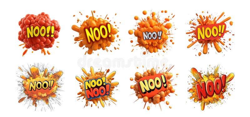 Pack Comic Explosion with the Text NOO in Bold Typography Set Against a ...