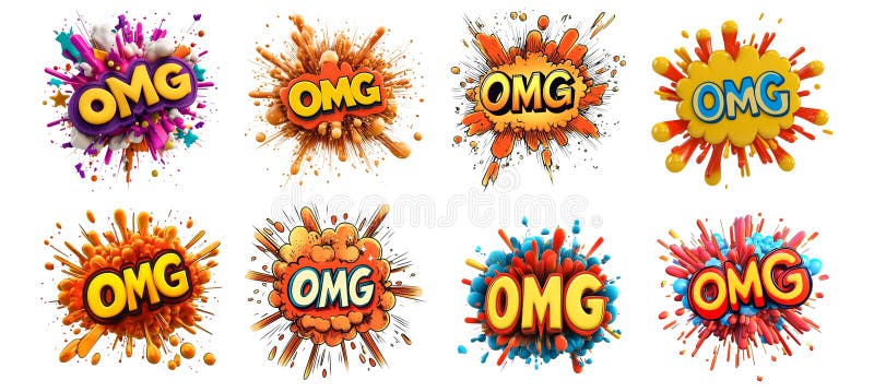 Pack Comic Explosion with the Text OMG in Bold Typography Set Against a ...